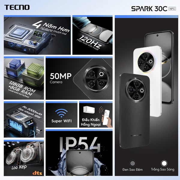 TECNO Spark 30C có gì mới: Cảm biến Sony IMX 582, công nghệ chạm tay ...