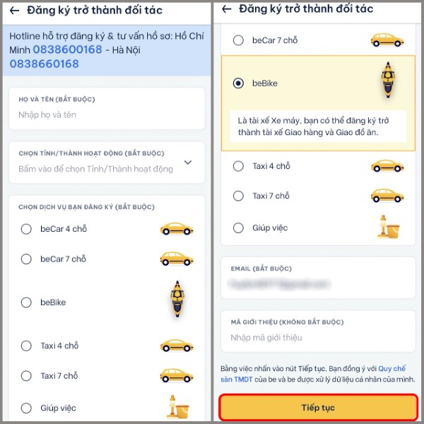 Cách đăng ký chạy beBike online, beCar, tài xế lái xe be nhanh chóng ...